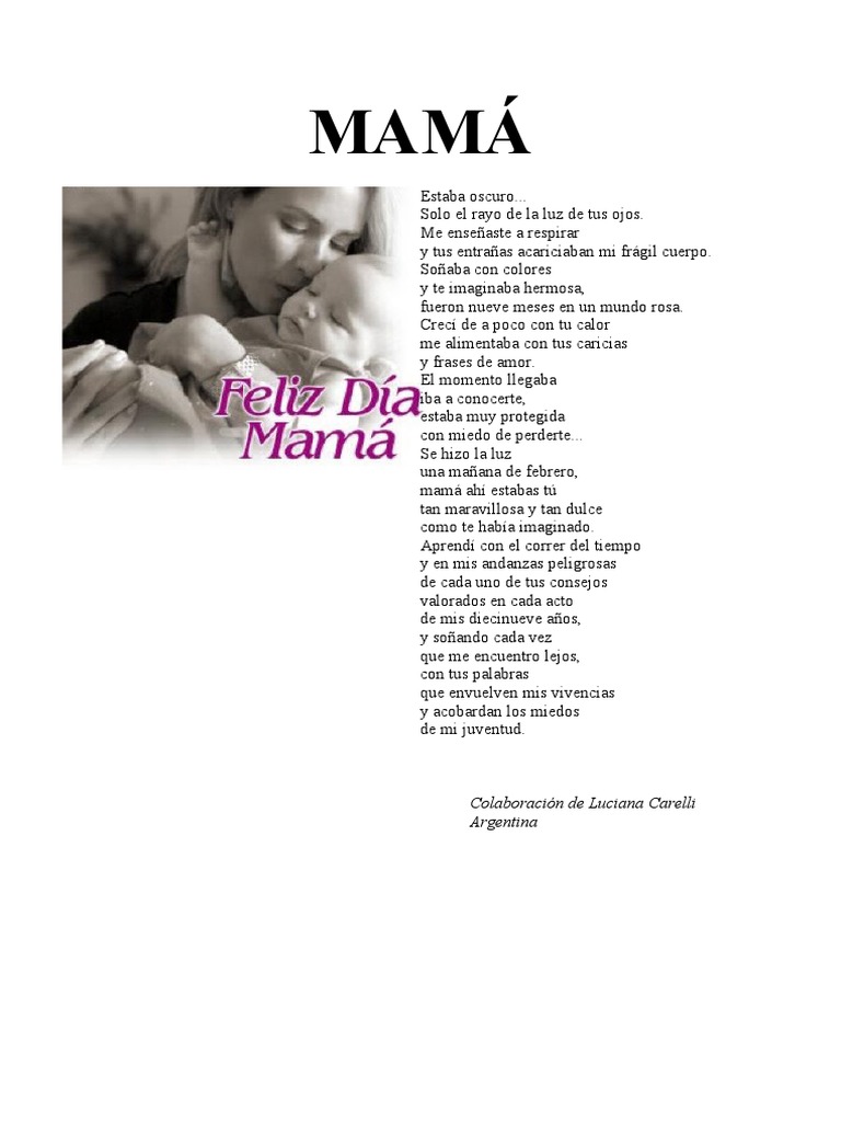Poesias Dia De La Madre Pdf Amor Las Emociones