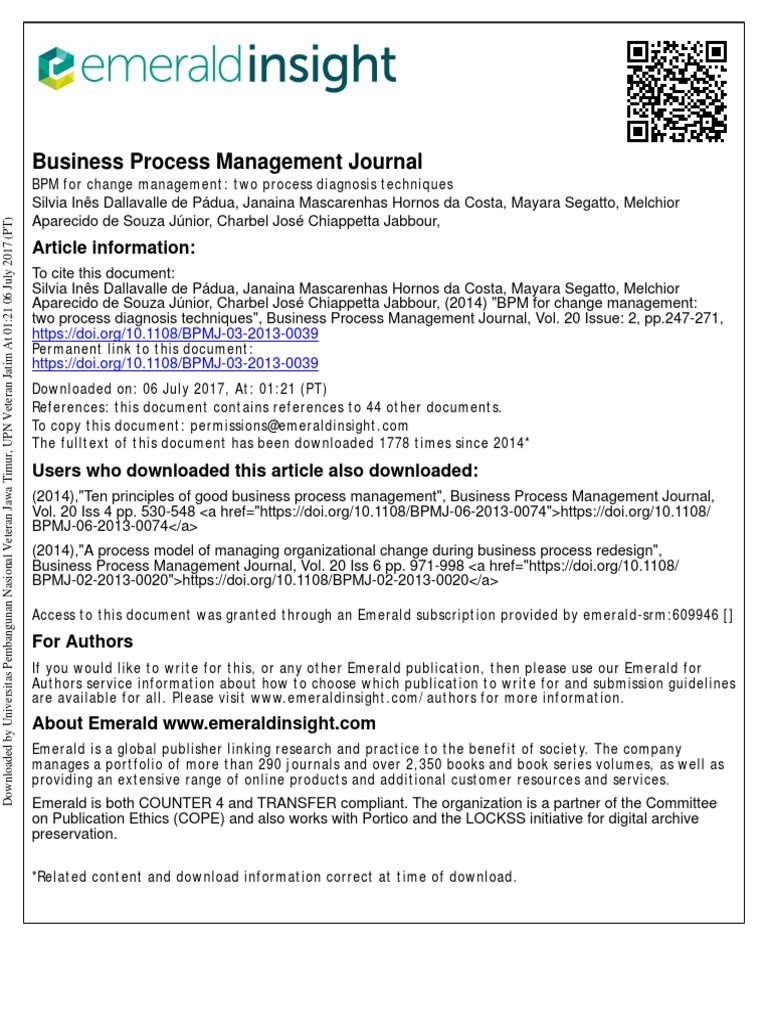BPMJ 03 2013 0039 | PDF | Business Process Management | Business Process