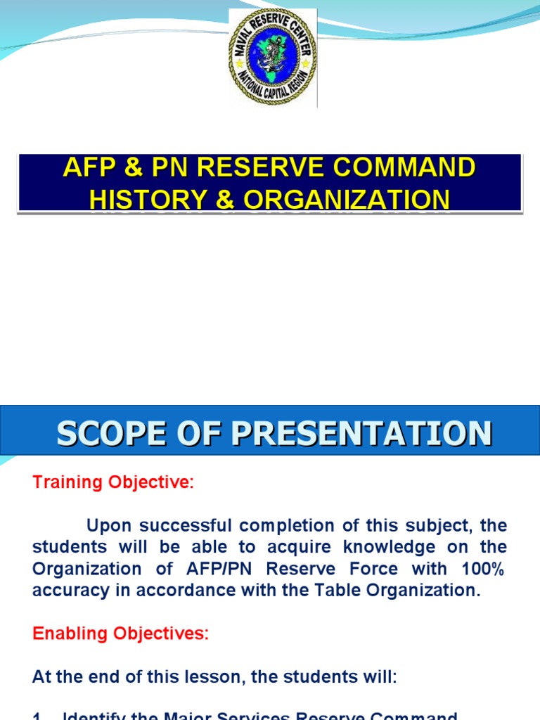 Philippine Navy Reserve Command Overview | PDF | Navies | Military Of ...