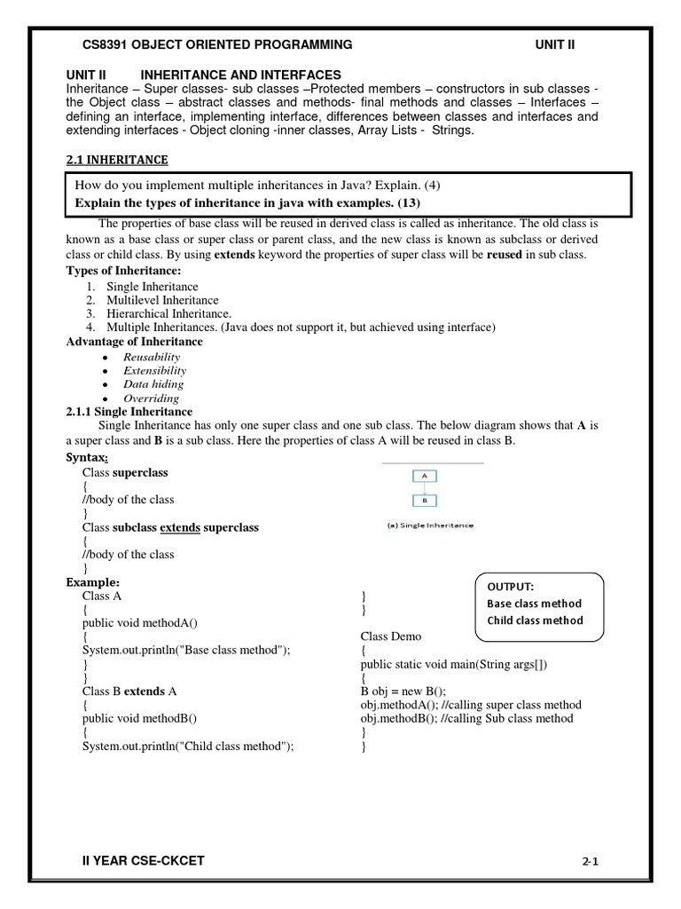 Oops Unit Ii | PDF | Inheritance (Object Oriented Programming) | Class (Computer Programming)
