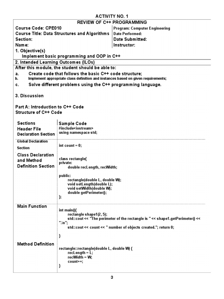 Act 1 Review Of Cpp Programming Pdf C Subroutine 9244