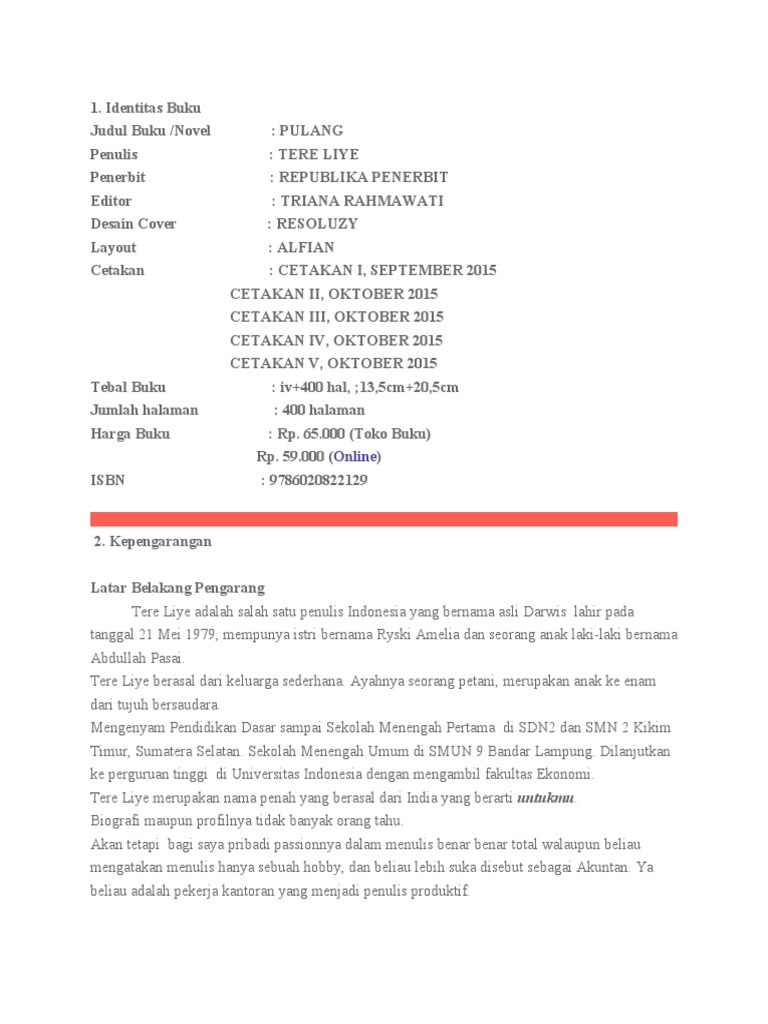 Resensi Terliye Pulang | PDF