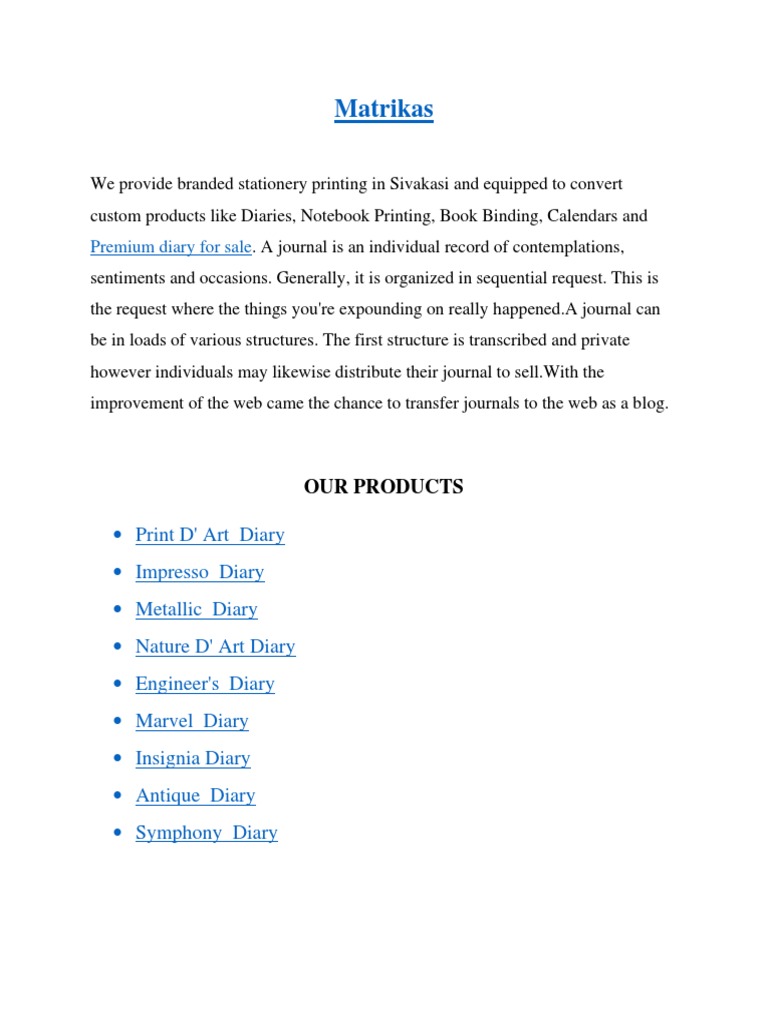 Matrikas - Premium Diary For Sale | PDF | Cooking, Food & Wine | Home & Garden