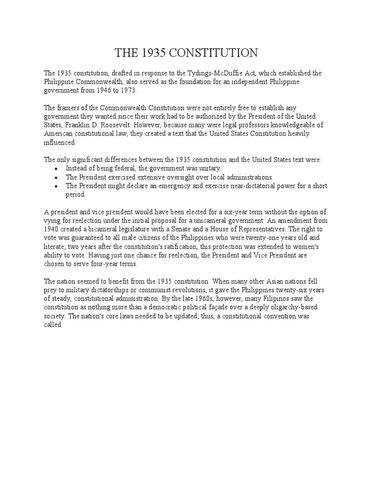 The 1935 Constitution | PDF | Politics