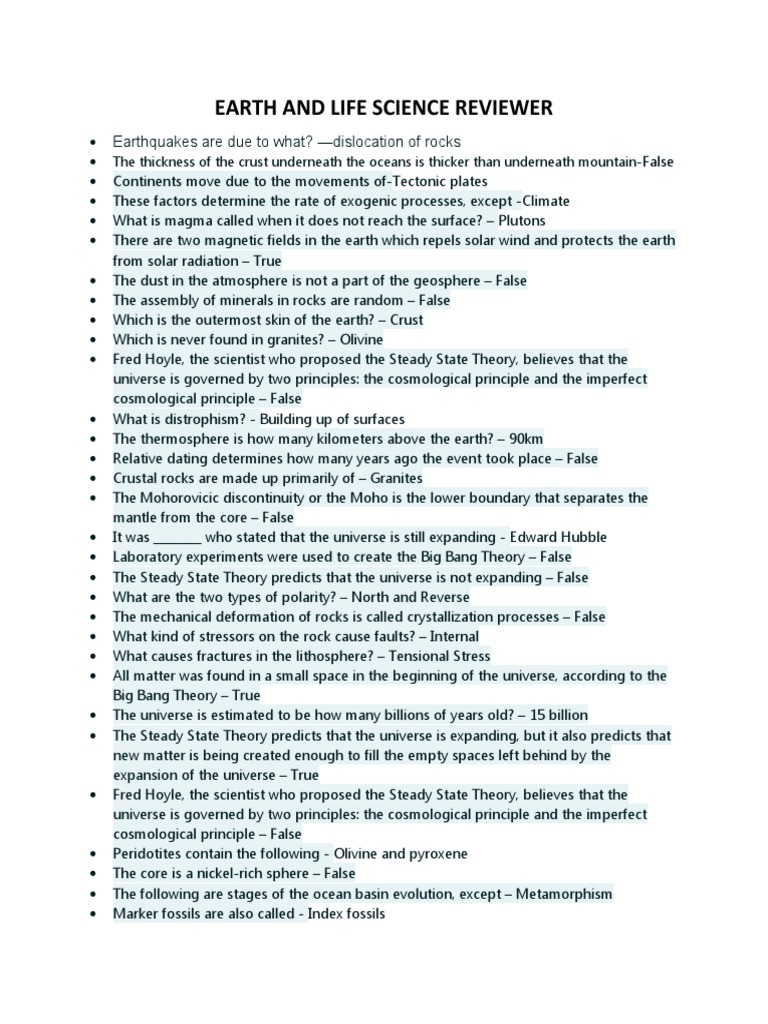 Earthscience Reviewer From Oed Pdf Earth Rock Geology