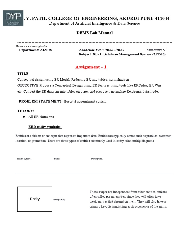 Dbms - Assignment - 1 Vaishnavi Ghodke | PDF | Data Management | Information Technology Management