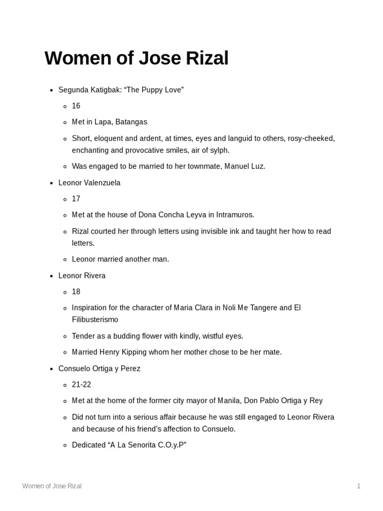 Women of Jose Rizal | PDF | Spanish Language Literature | Philippines