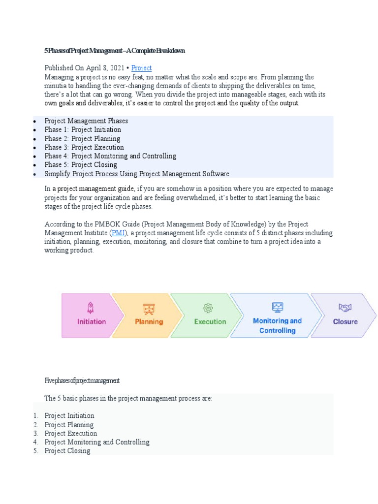5 Phases of Project Management Explained | PDF | Project Management ...