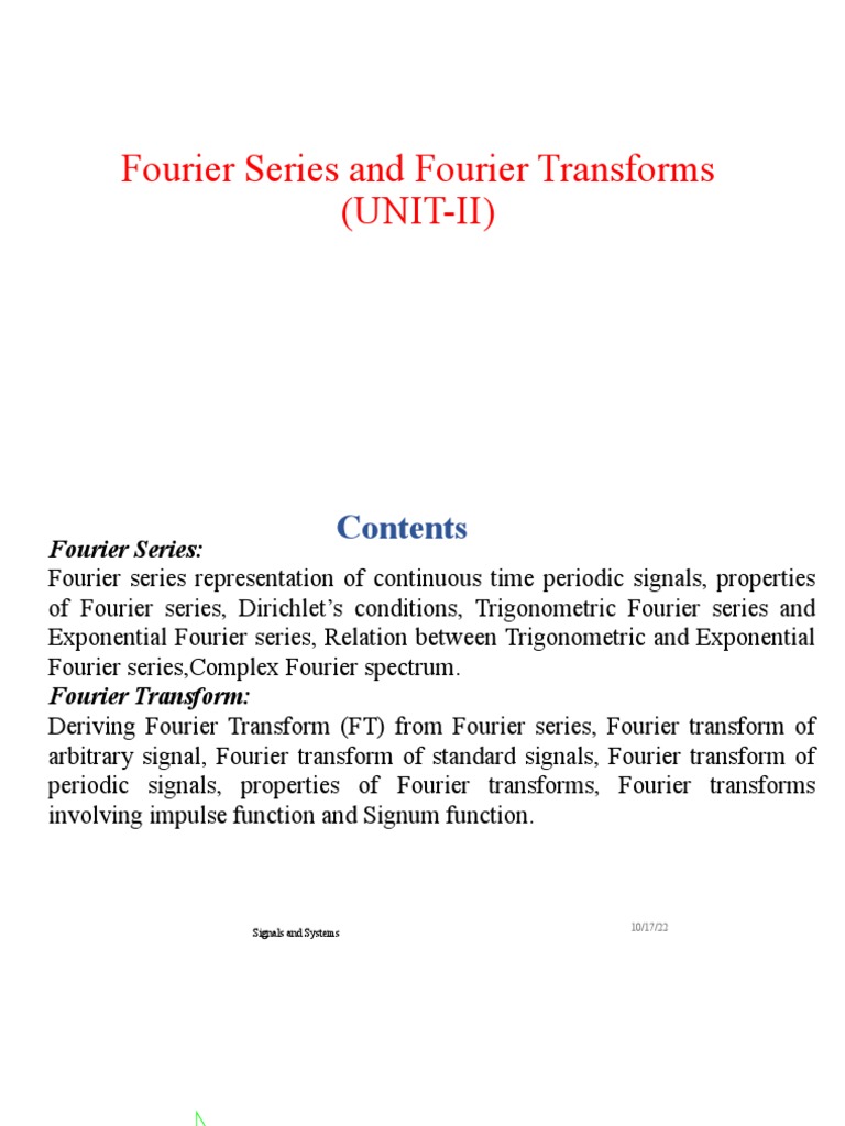 1.unit II Fourier Series Final | PDF | Fourier Series | Fourier Transform