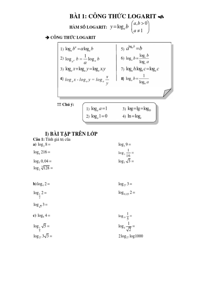 Tài liệu CT Logarit | PDF