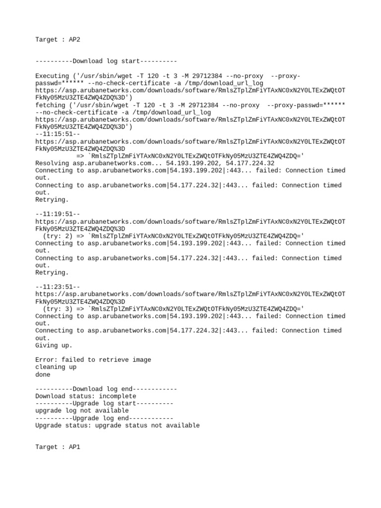 Aruba AP's Firmware Upgress Fail Log | Download Free PDF | System Software | Computer Architecture