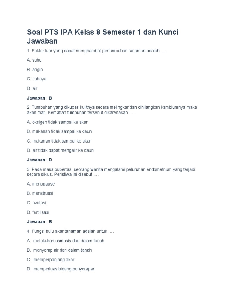 Soal Kelas 8 Sem Ganjil | PDF