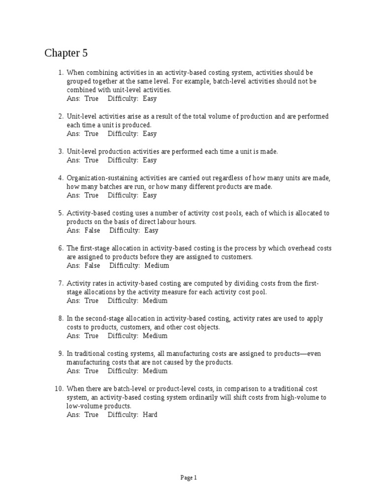 ABC Costing: Chapter 5 Activity-Based Costing | PDF | Cost | Salary