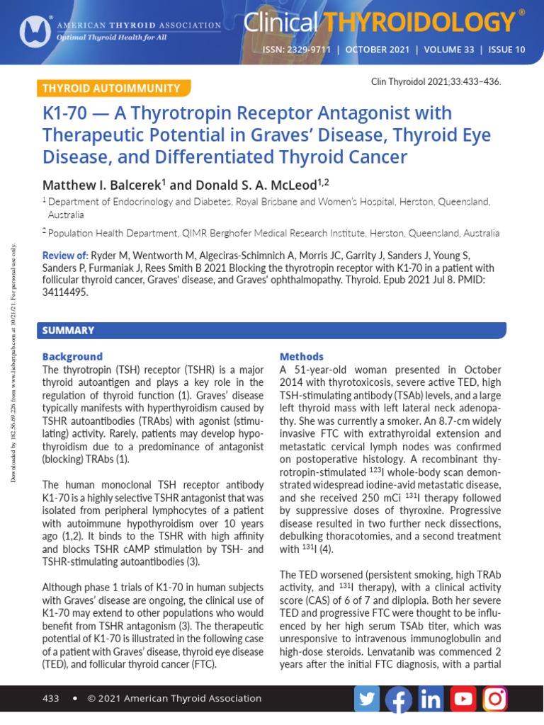 KI 70 Therapeutic Potential in Graves Ca Thyroid | PDF | Thyroid Stimulating Hormone | Thyroid