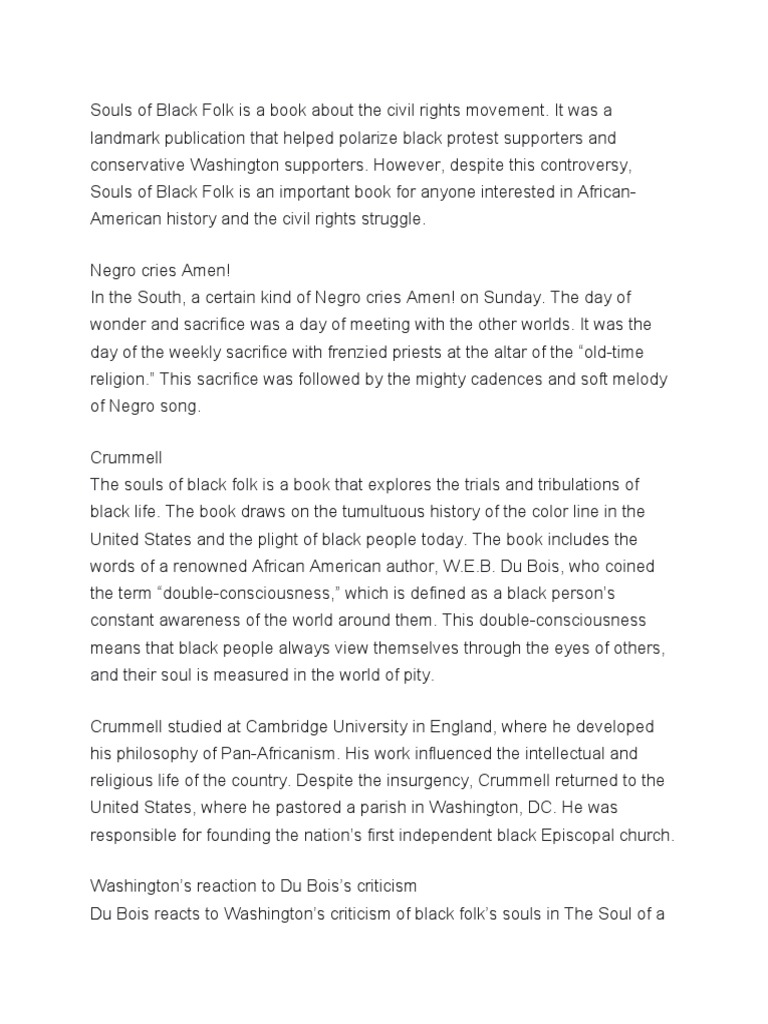 Souls of Black Folk | PDF | W. E. B. Du Bois