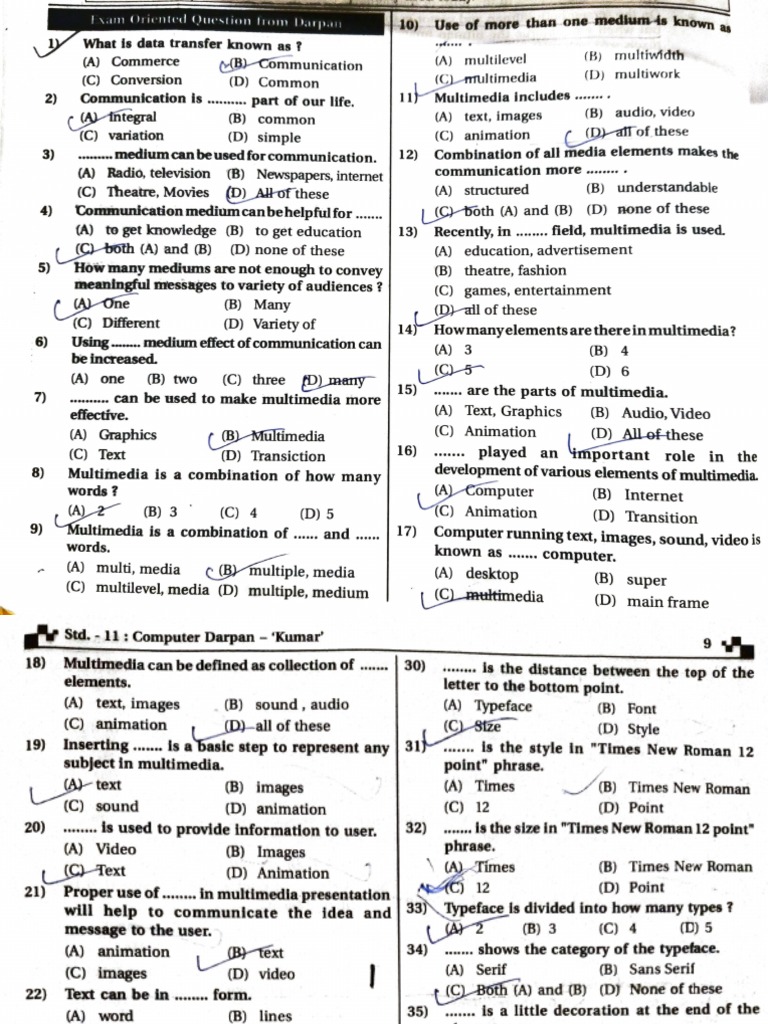 Class-11 ch-1 MCQ | PDF | Typefaces | Serif