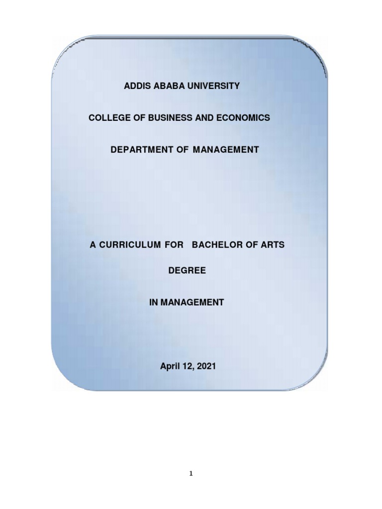 Addis Ababa University Management Degree Curriculum | PDF ...