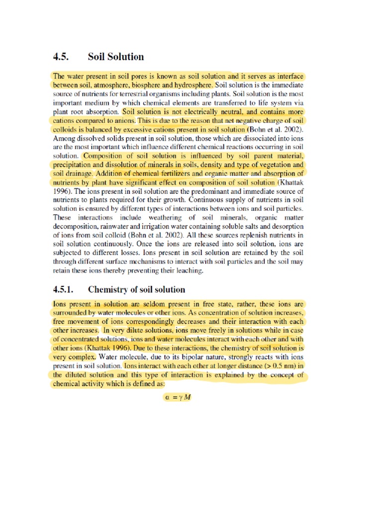 Chemistry of Soil Solution | PDF