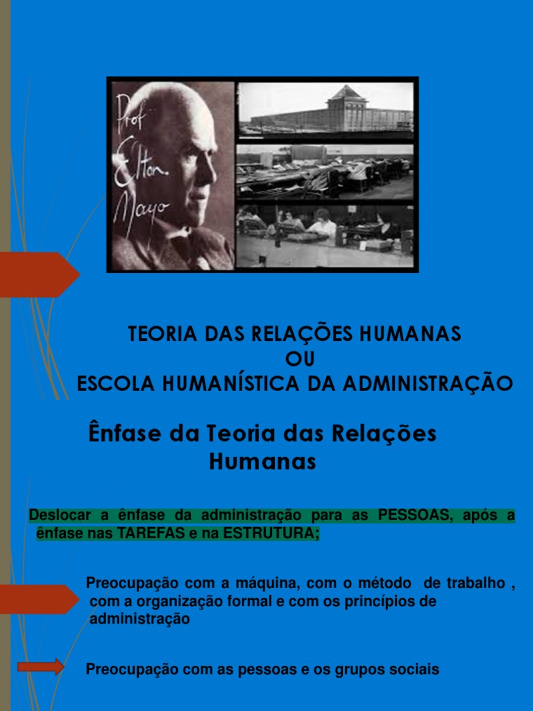 Teoria das Relações Humanas e Hawthorne | PDF | Sociologia | Conceitos ...