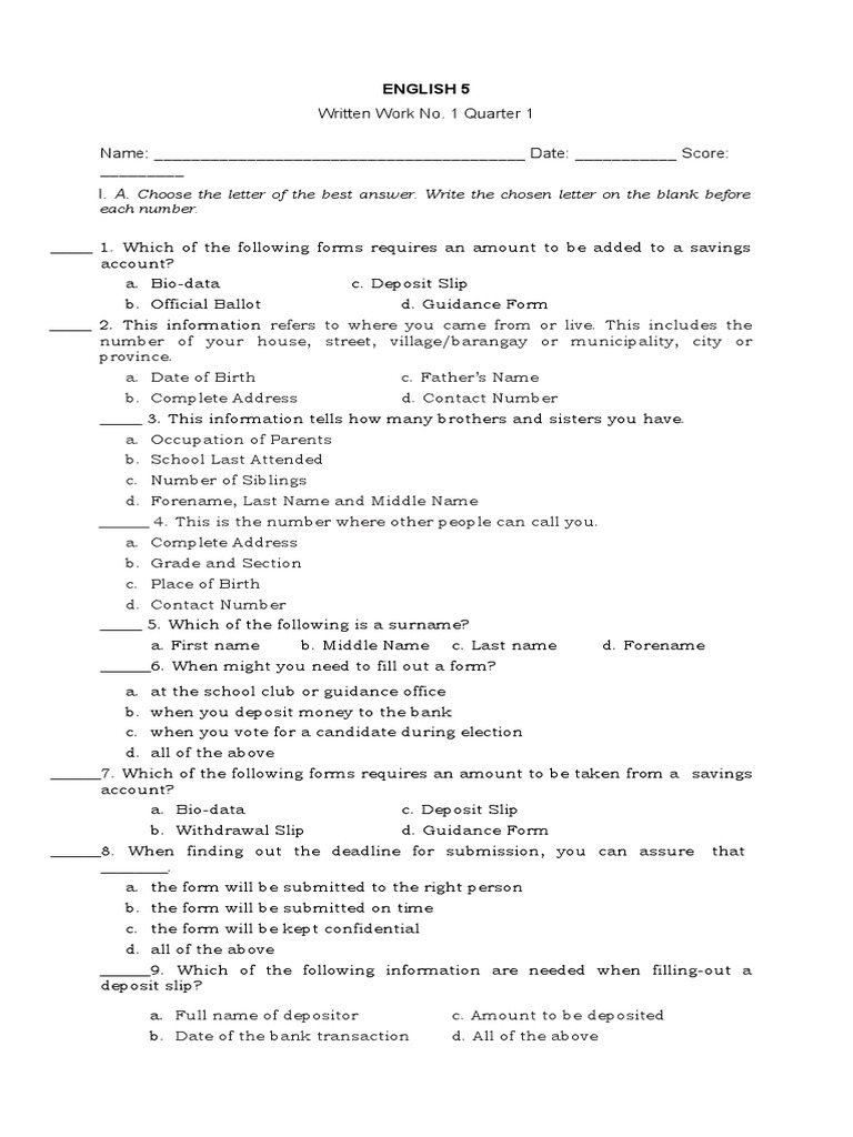 English 5 Quarter 1 Assessment Guide | PDF | Pupa | Butterfly