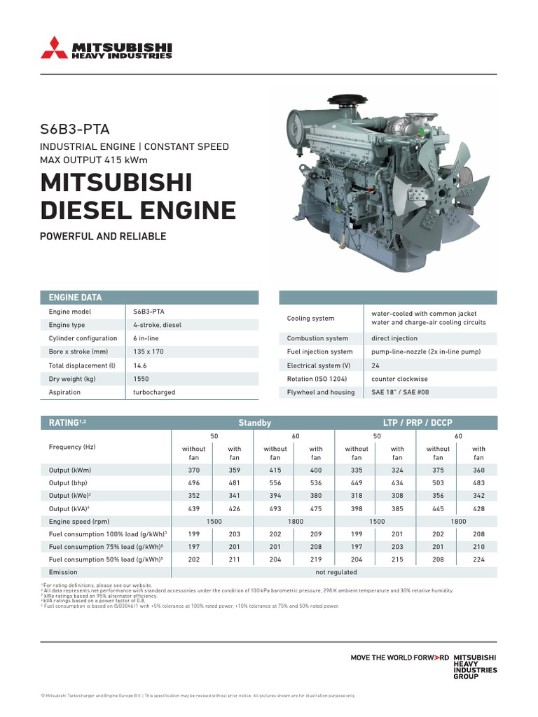 Mitsubishi Diesel Engine - S6B3-PTA | PDF | Diesel Engine | Turbocharger