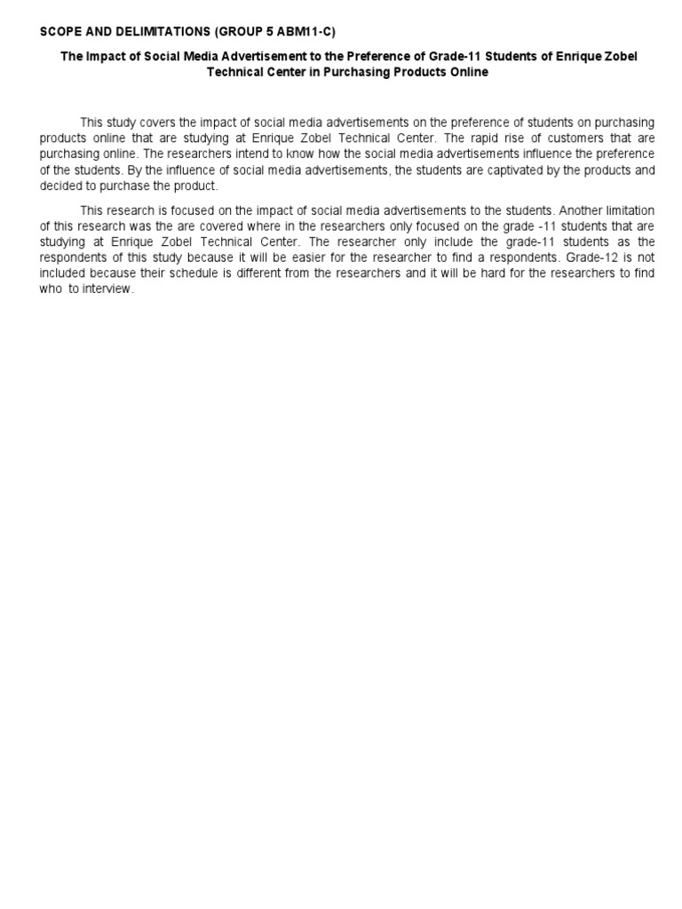 Scope and Delimitations Abm 11-c (Group 5) | PDF