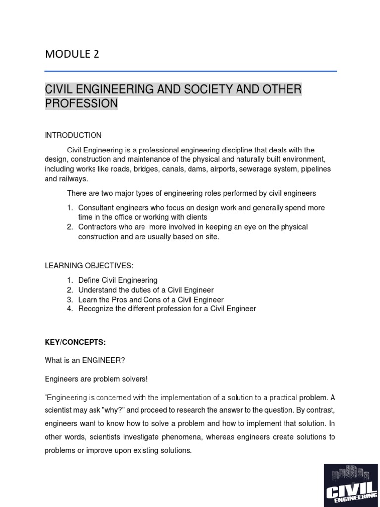 Module 2 Civil Engineering Profession | PDF | Civil Engineering ...