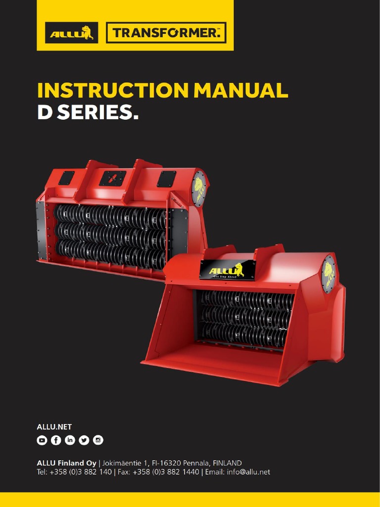 ALLU Instruction Manual D-Series English | Download Free PDF | Loader (Equipment) | Valve