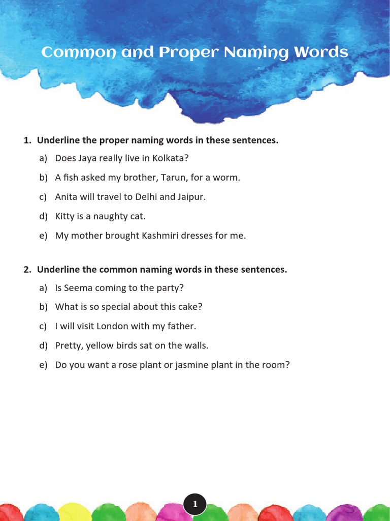 Common and Proper Naming Words - 1 | PDF