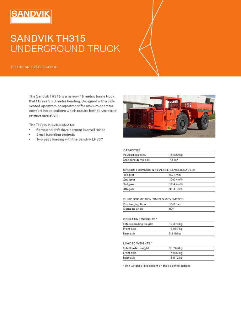 th315 Specification Sheet English | PDF | Brake | Diesel Engine