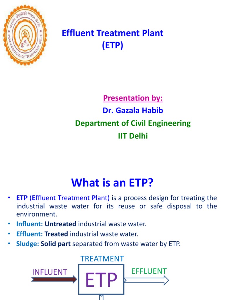 Effluent Treatment Plant (ETP) : Department of Civil Engineering IIT Delhi | PDF | Water ...