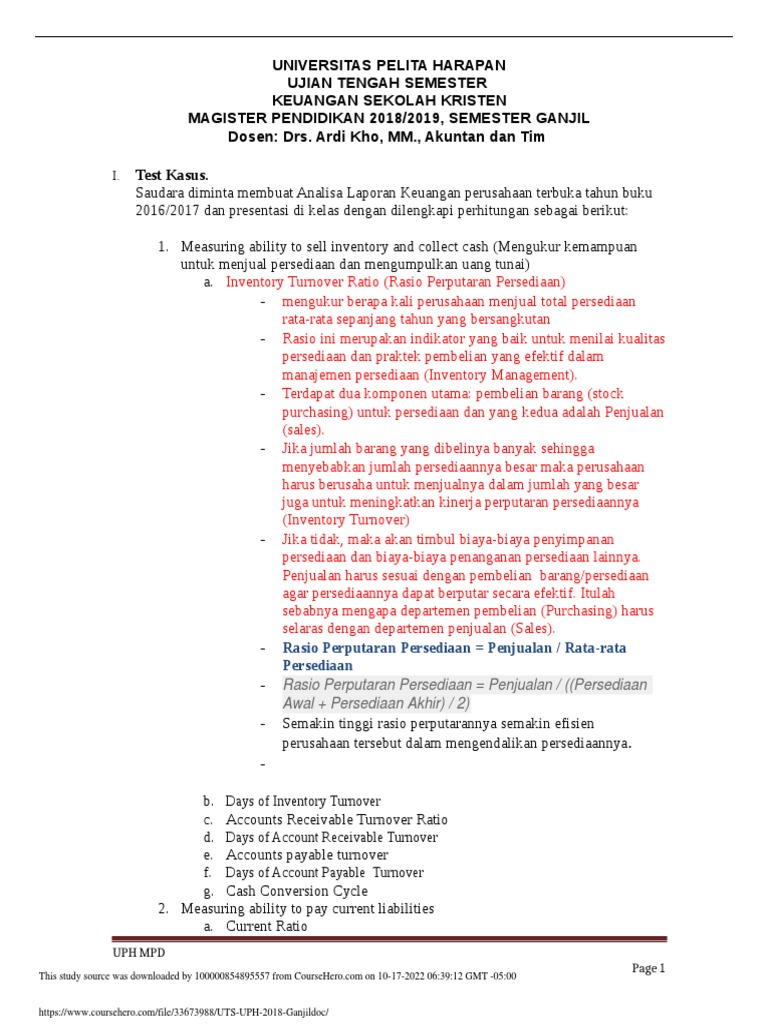 Analisis Laporan Keuangan UTS UPH | PDF