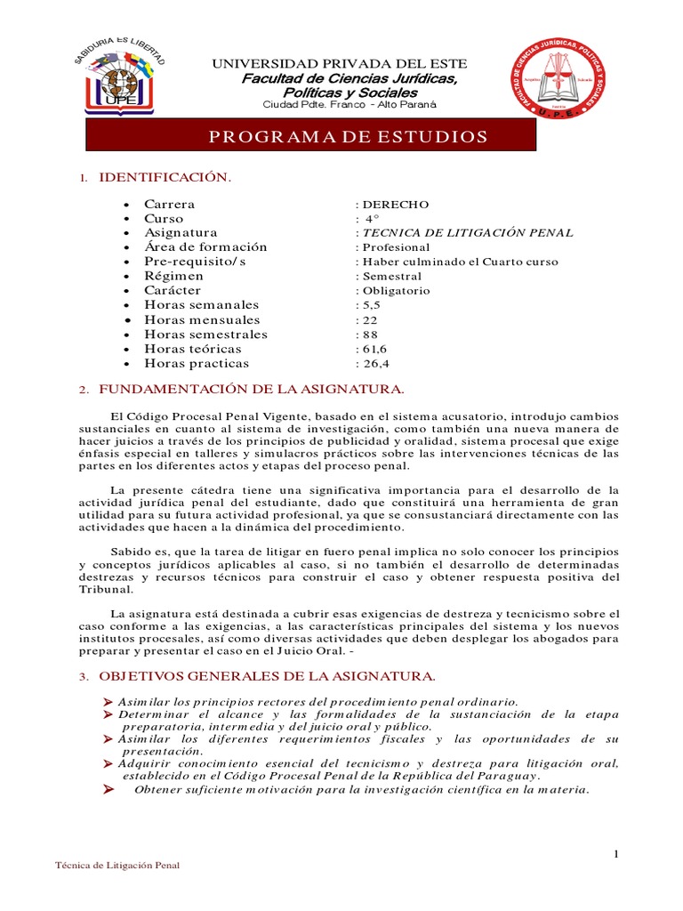 Programa Tla | PDF | Procedimiento Criminal | Derecho penal