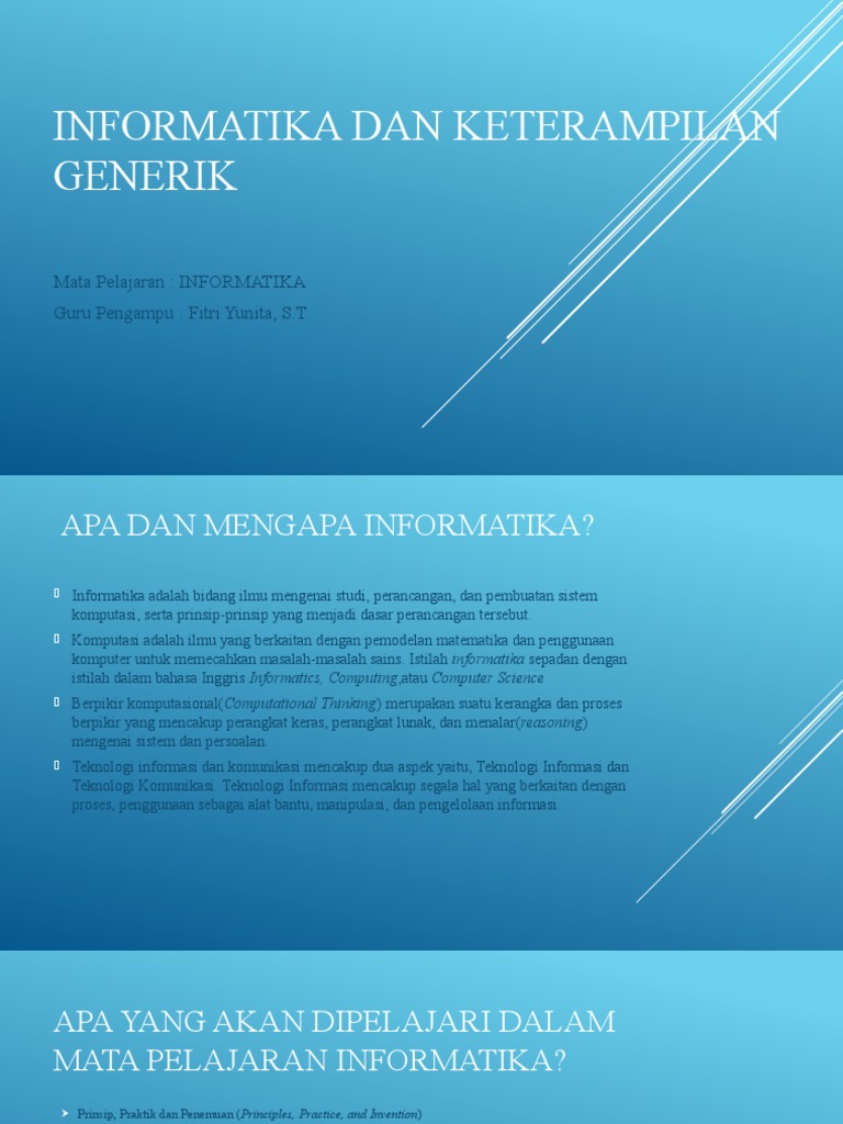 Informatika Dan Keterampilan Generik | PDF
