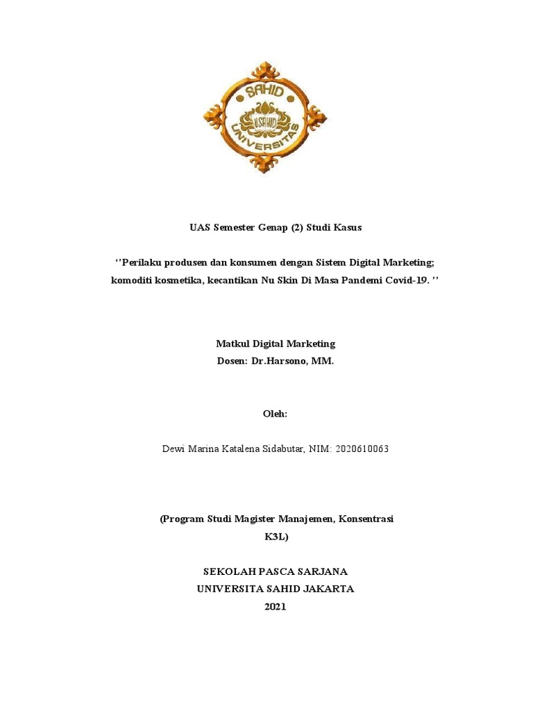 Jawaban UAS Pemasaran Digital | PDF