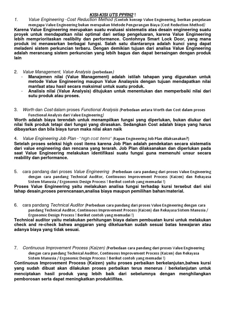 Value Engineering Analysis | PDF
