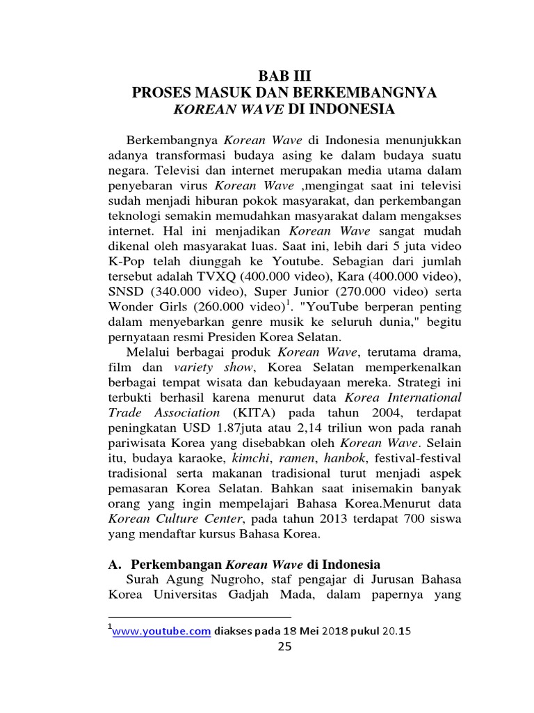 BAB III - Proses Masuk Dan Berkembangnya Korean Wave Di Indonesia | PDF