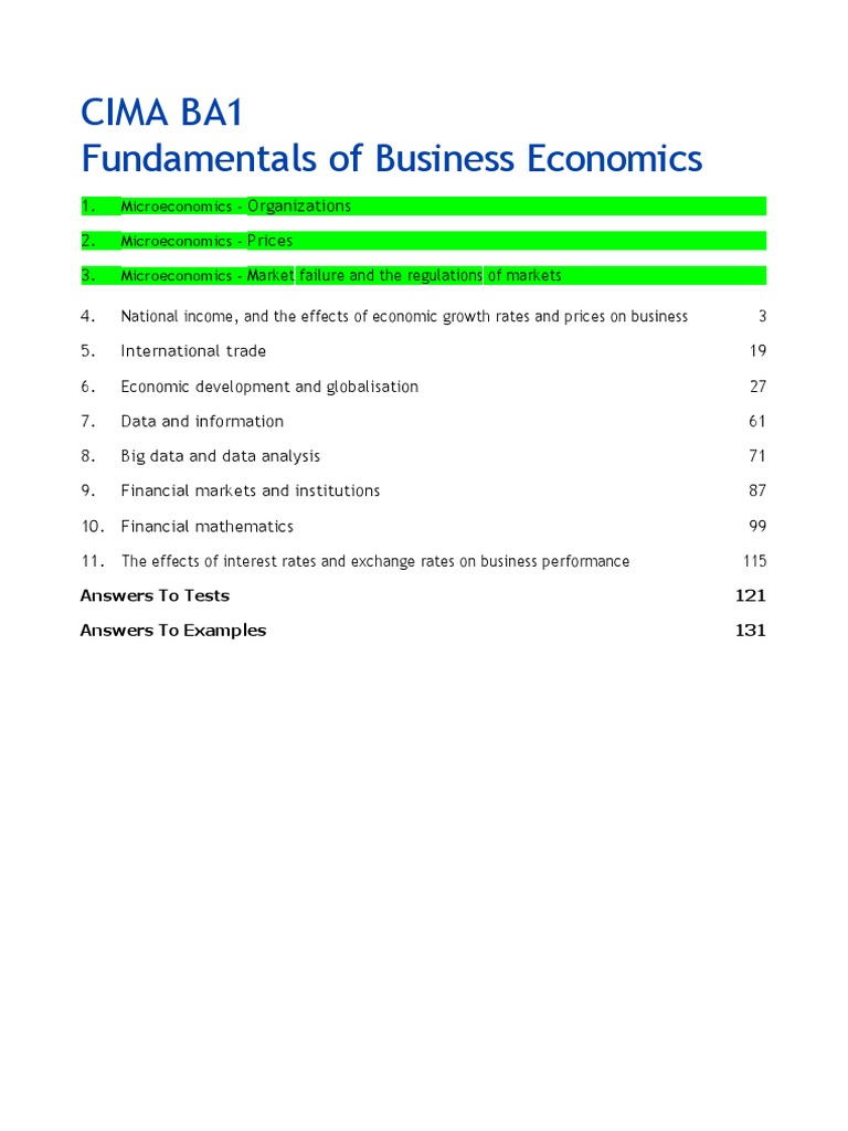 CIMA BA 2021 Short Notes | PDF | Supply And Demand | Elasticity (Economics)