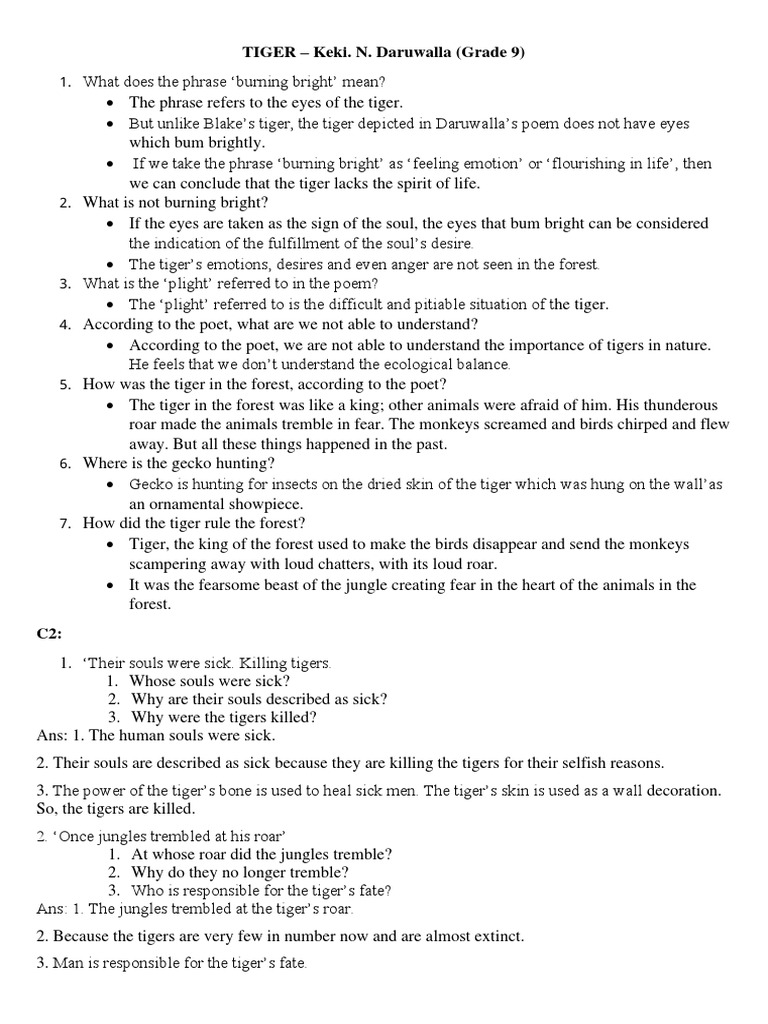 Poem 4 - Tiger G9 | PDF | Tiger | Conservation Biology