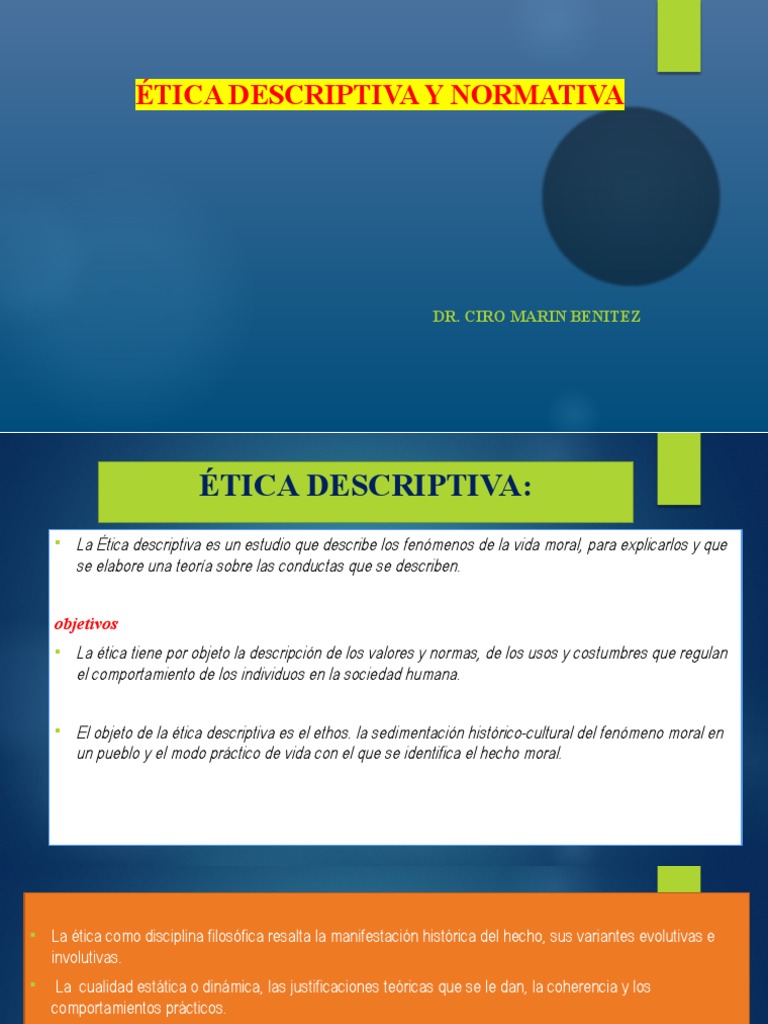 1 - Etica Descriptiva y Normativa | PDF | Moralidad | Bioética