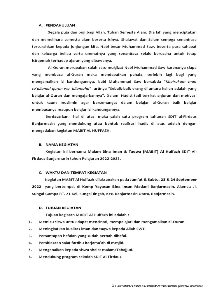 LPG Mabit Putra 1 | PDF