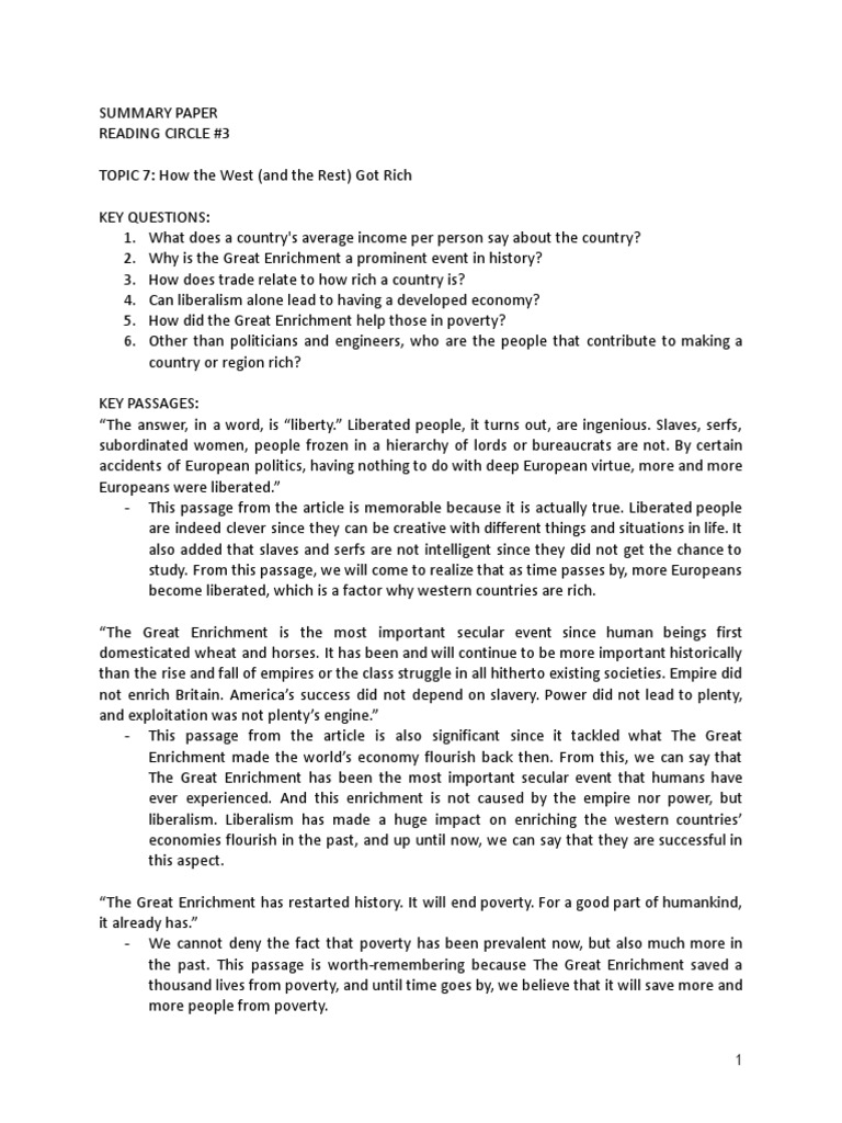Great Enrichment: Liberty and Wealth | PDF | Capitalism | Capital ...