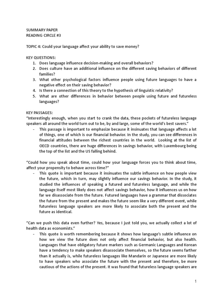 (Fdnecon) Summary Paper 4 | PDF | Mandarin Chinese | Linguistics