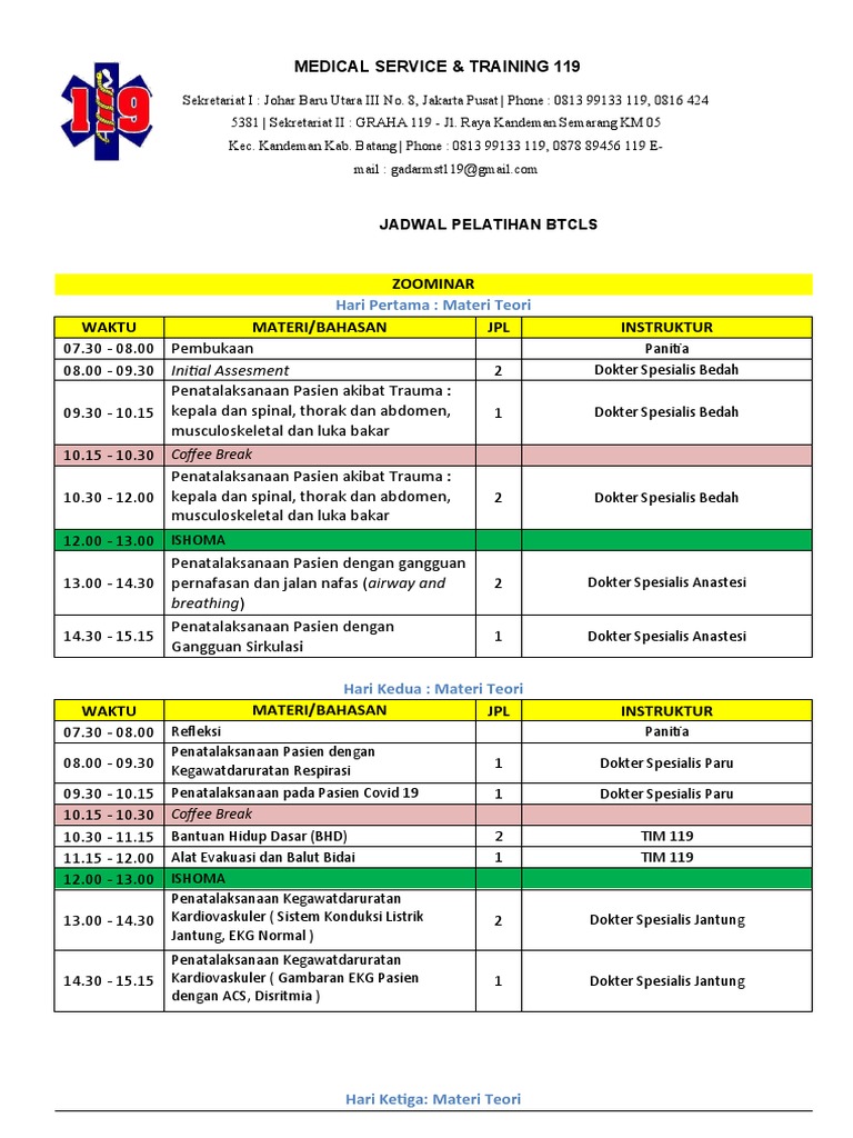 Jadwal BTCLS | PDF