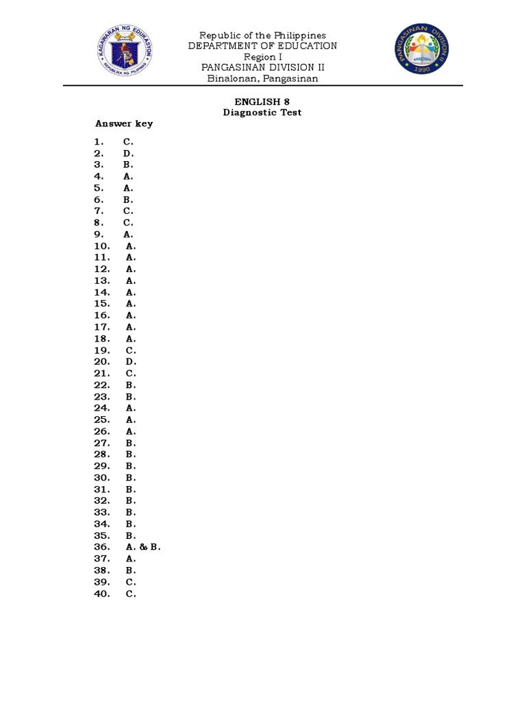 Grade 8-ANSWER-KEY | PDF