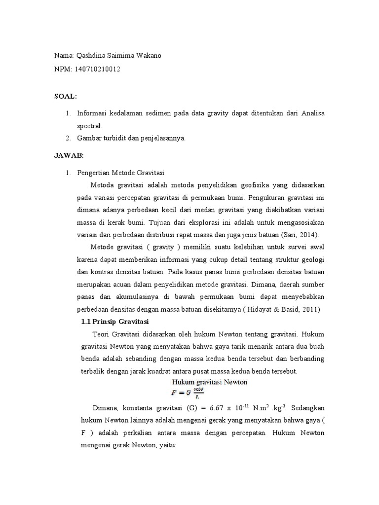 Analisis Gravitasi dan Turbidit Sedimen | PDF