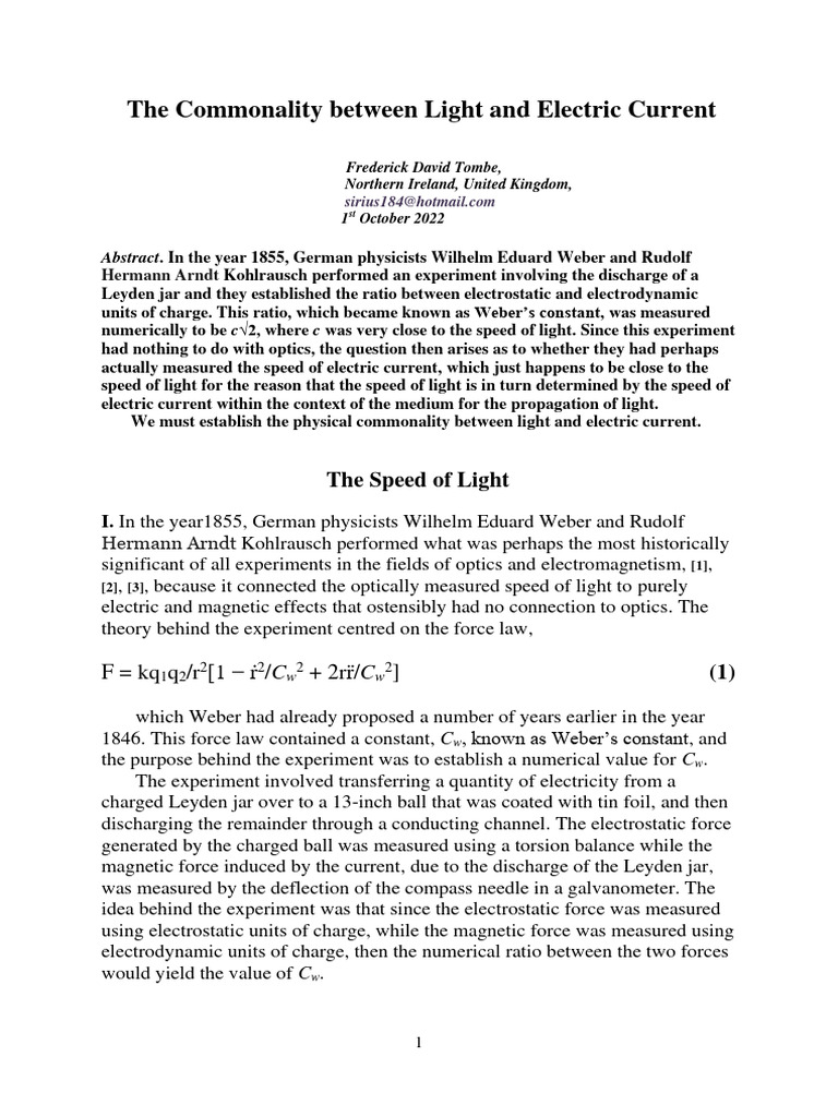 The Commonality between Light and Electric Current | PDF | Speed Of ...