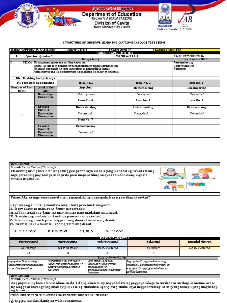 EPP 4 SOLO Framework | PDF