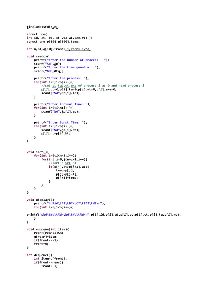 Round Robin Code | PDF | Software Development | Computer Programming