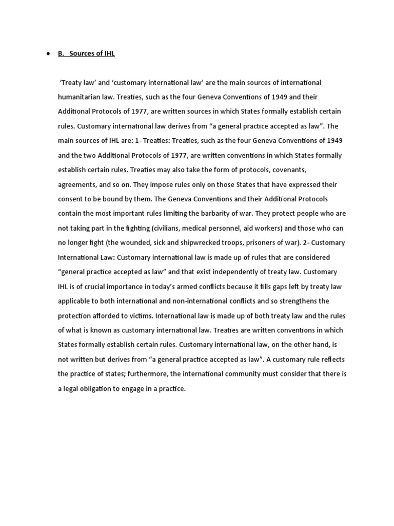 Sources of IHL | PDF | International Humanitarian Law | Law Of War